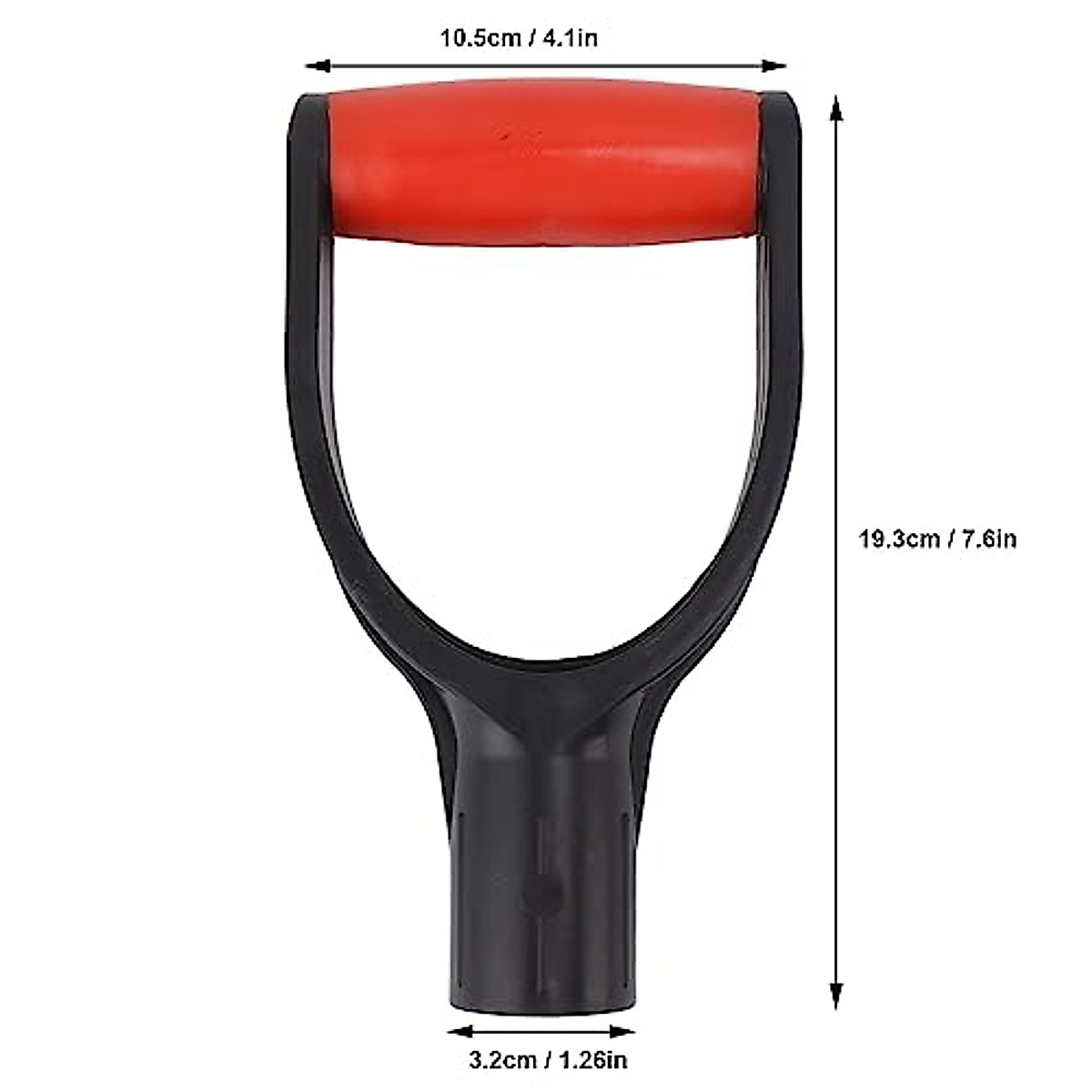 DShaped Shovel Handle, Ergonomic Reusable 32mm Inner Diameter Multifunctional Shovel Handle Replacement Handle for Snow Shovel (Red Black)
