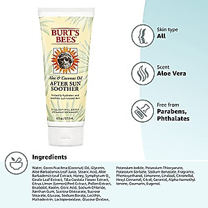 Burt's Bees Lotion, Hydrating Aloe & Coconut Oil Sun Burn Relief, Natural After Sun Soother, 6 Ounce (Packaging May Vary)