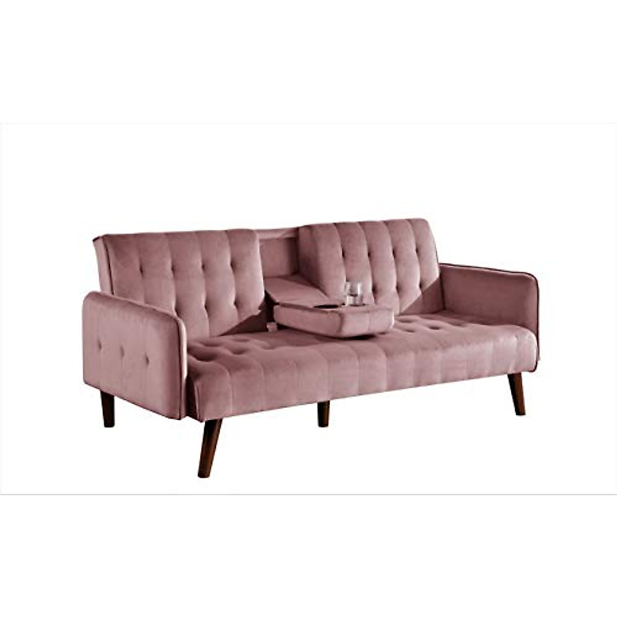 US Pride Furniture Charming Convertible Sofa Sofabed, Rose