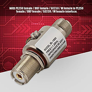 ASHATA Coax Surge Protector, BL-1000 1-1.2GHz 200W 50 Ohm Arrester with PL259 Female/UHF Female/SO239/M Female Interface