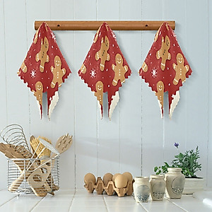 Christmas Cookie Kitchen Cloth Dish Towels Gingerbread Snowflake Kitchen Cloths Dishcloths Highly Absorbent Dust Dirty Cleaning Supply Kitchen Tableware Car Pack of 6 11x11 in