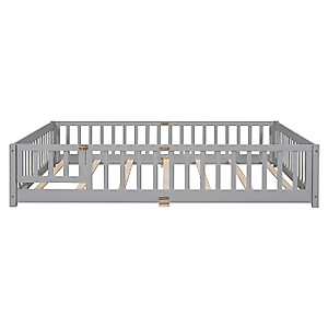 Bellemave Queen Montessori Bed, Floor Bed, Floor Bed, Floor Bed with Door, Floor Bed for Kids, Wooden Kids Floor Bed(Gary).