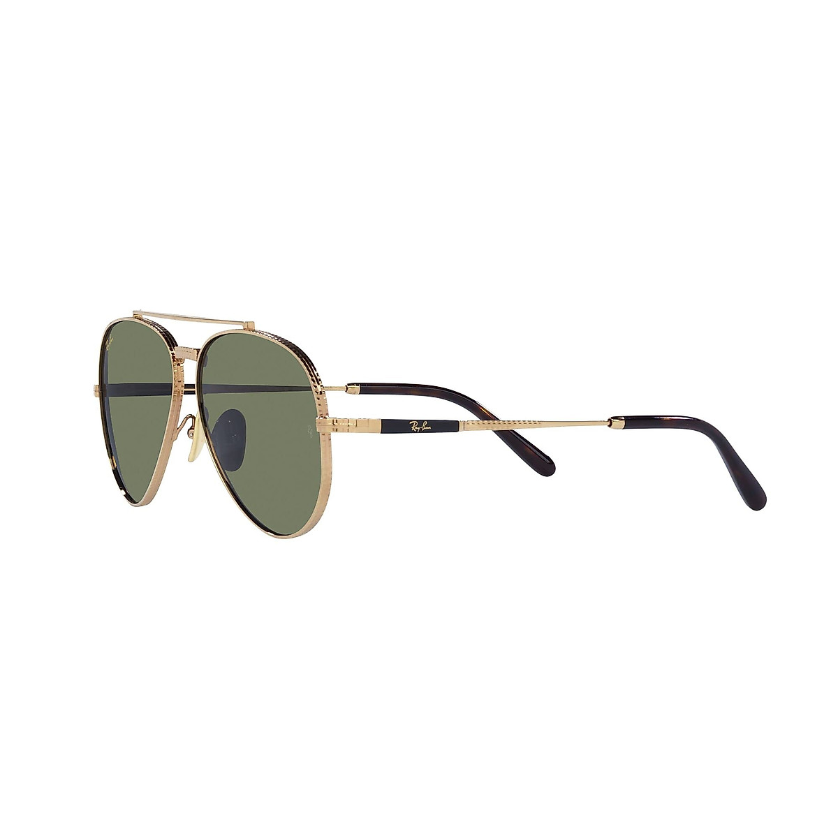 Ray-Ban RB8225 Aviator Titanium Sunglasses, Gold/Green, 62 mm