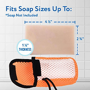 IMPRESA [3 Pack] Exfoliating Large Bar Soap Saver Pouch fits Duke Cannon Bar Soaps, Soap Scrubber Pouch Holds Up To 4.58 x 2.75 x 1.5 Inches Soaps