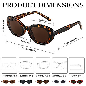 FEISEDY Sunglasses Womens, Retro Oval Cateye Sun Glasses Men, Small 90s Style B4128