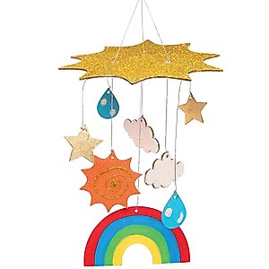 Baker Ross AT753 Rainbow Wooden Mobile Kits - Pack of 2, for Kids Arts and Crafts Projects