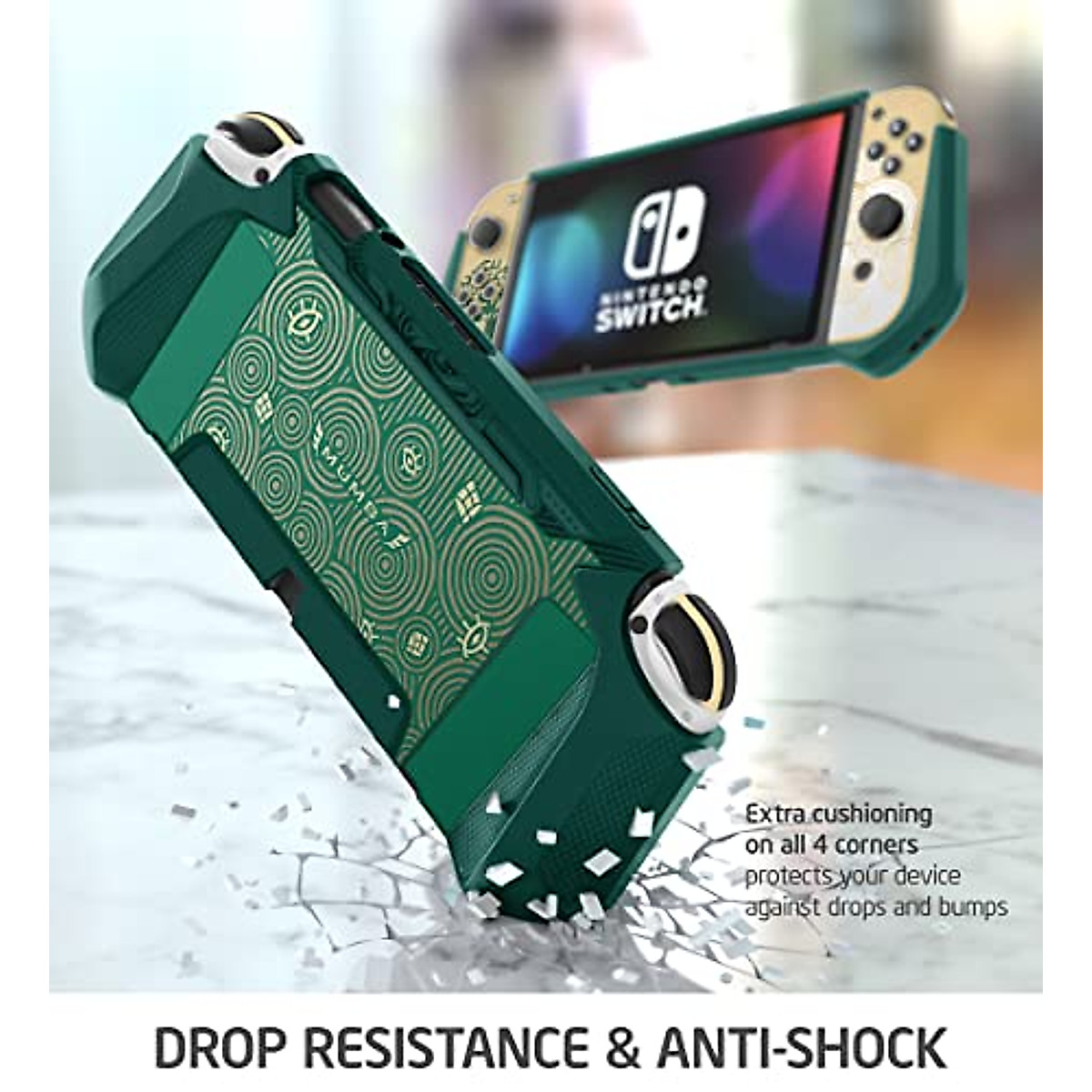 Mumba Dockable Case for Nintendo Switch OLED 2021, [Blade Series] TPU Grip Protective Cover Accessories Compatible with Nintendo Switch OLED 7 Inch and Joy-Con Controller (Viridian)