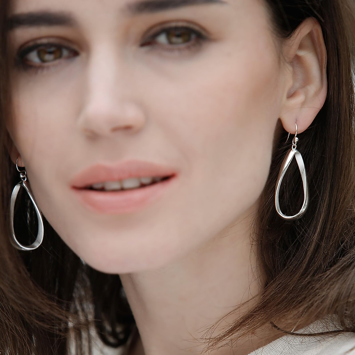 SA SILVERAGE Earrings for Women, 925 Sterling Silver Teardrop Earring Fashion Clip on Christmas Jewelry Dangly Statement Ear Rings Thanksgiving Gift