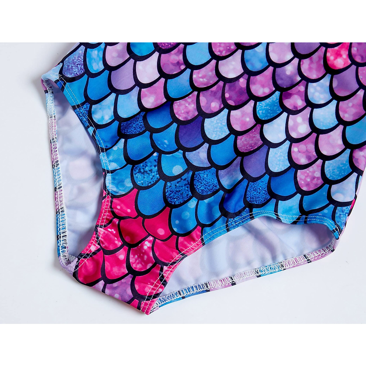 Girls Bathing Suits for 10-12 Years Old Big Kids Colorful Mermaid Scale Pattern Swimsuit One Piece Swimwear for Swim Lessons