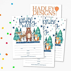 25 Can Bearly Wait Baby Shower Invitations, Sprinkle Invite For Boy, Coed Rustic Gender Reveal Neutral Theme, Cute Woodland Fill or Write In Blank Printable Card, Deer Animals Party DIY Supplies