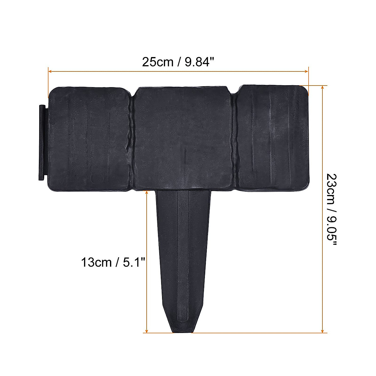 MECCANIXITY Garden Fence Stone Effect 9.8x9.1 Inch, Plastic Decorative Fencing Path Garden Border Edging for Patio Landscape Pathway, Overall 98 Inch Length, Black Pack of 10