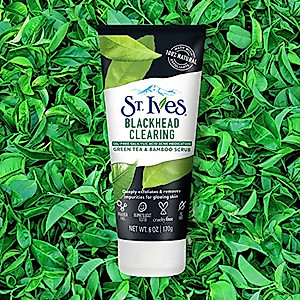 St. Ives Blackhead Clearing Face Scrub, Clears Blackheads & Unclogs Pores, Green Tea & Bamboo, Salicylic Acid Acne Treatment Facial Scrub, Moderate Exfoliator with Natural Exfoliants 6 oz, 6 Pack
