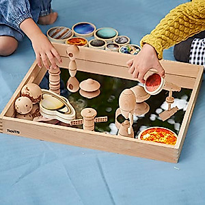 TickiT Wooden Mirror Tray - Explore Reflection, Symmetry and Patterns - for All Ages - Add Reflection to Any Sensory Activity Station