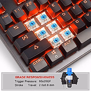 Mechanical Gaming Keyboard - MK1 RED LED Backlit Mechanical Keyboards - Small Compact 87 Key Metal Mechanical Computer Keyboard USB Wired Blue Equivalent Switches for Windows PC Gamers - Black