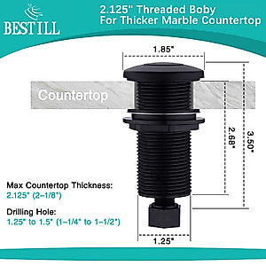 BESTILL Sink Top Air Switch Kit for Garbage Disposal, Matte Black Long Push Button with Brass Cover, UL Listed(E530042) Dual Outlet Power Module