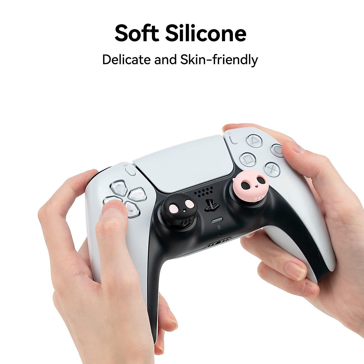 GeekShare Halloween Cute Thumb Grip Caps for Playstation 5 Controller, Thumbsticks Cover Set Compatible with Switch Pro Controller and PS4 PS5 Controller, 4Pcs - Pink Skull