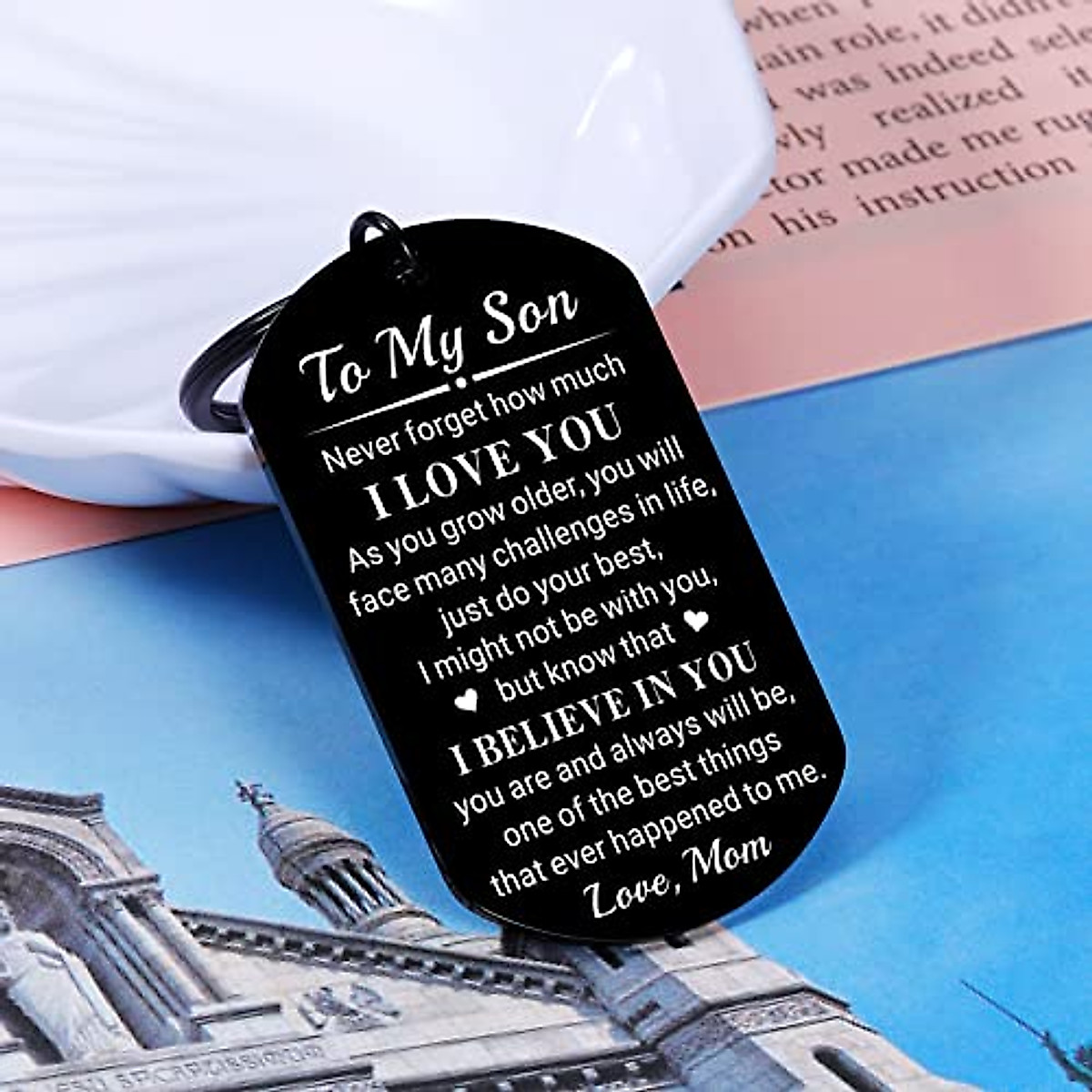 Valentines Gift for Son from Mom Teen Boys Gifts for 16th 18th Birthday Christmas Stocking Stuffers Graduation Gifts for Him Inspirational Keychain for Men