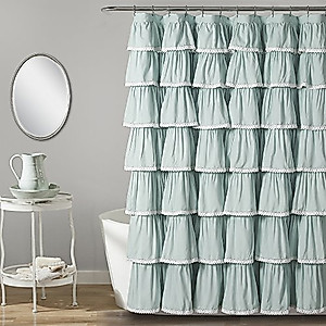 Lush Decor Lace Ruffle Shower Curtain, 72 in x 72 in, Blue