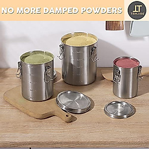 Tanjiae Compact Stainless Steel 100% Airtight Canisters Sets for Small Kitchens | Metal Food Storage Containers with Lids Sealed - Keep Flour, Sugar, Coffee, Tea Fresh for Months (18+35+56 fl oz)