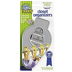 Size-It Closet Organizers By Baby Buddy - Baby Clothes Closet Dividers – Nursery Clothing Organization For Babies And Kids, Newborn Up To Size 8, Clothes Divider For Closet, Gray, 5 Count