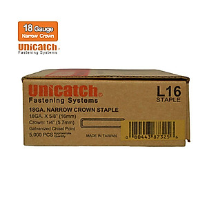 Senco L Series 18 Gauge Narrow 1/4 Inch Crown Staples - 5/8 Inch Legth (5,000/Box) Similar to Senco L10