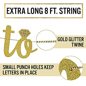 CC Party Co. Bride to Be Gold Glitter Banner with Diamond Ring Detail | bachelorette party | bridal shower | engagement party | wedding shower | hen party | decorative sign