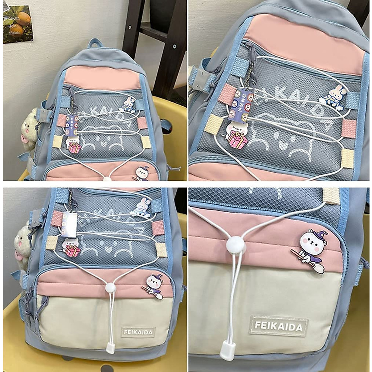 ZFOFLIK Japanese School Bag With Cute Kawaii backpacks Aesthetic Backpack and Preppy Backpack for Girls(blue)