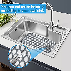 LucyPhy Silicone Sink Mat for Kitchen Sink Good Grips Non-slip Sink Protector Sink Mat Grid for Bottom of Farmhouse Sink(No Hole,Gray,2PCS)