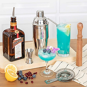 Bar Set Cocktail Shaker Set for Drink Mixing - 19 Piece Bar Tools Set, Mixology Bartender Kit with Straws and Martini Picks, Stainless Steel Bar Accessories Set, Great Housewarming Gift for New Home.