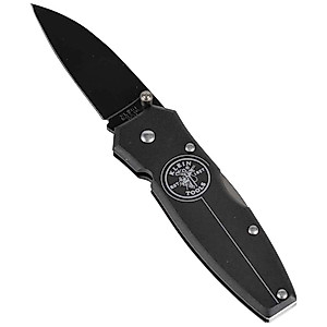 Lightweight Lockback Knife with 2-1/2-Inch Drop-Point Blade and Black Aluminum Handle Klein Tools 44001-BLK