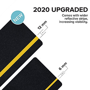 LifeGrip Anti Slip Traction Treads with Reflective Stripe (10-Pack), 6" X 28", Best Grip Tape Grit Non Slip, Outdoor Non Skid Tape, High Traction Friction Abrasive Adhesive for Stairs Step, Black