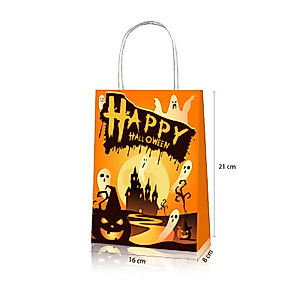 GGSELL 12 PCS Halloween Treat Bags for Kids Trick or Treat Candy Bags, Glow in The Dark Bags with Handles for Halloween Party Favors