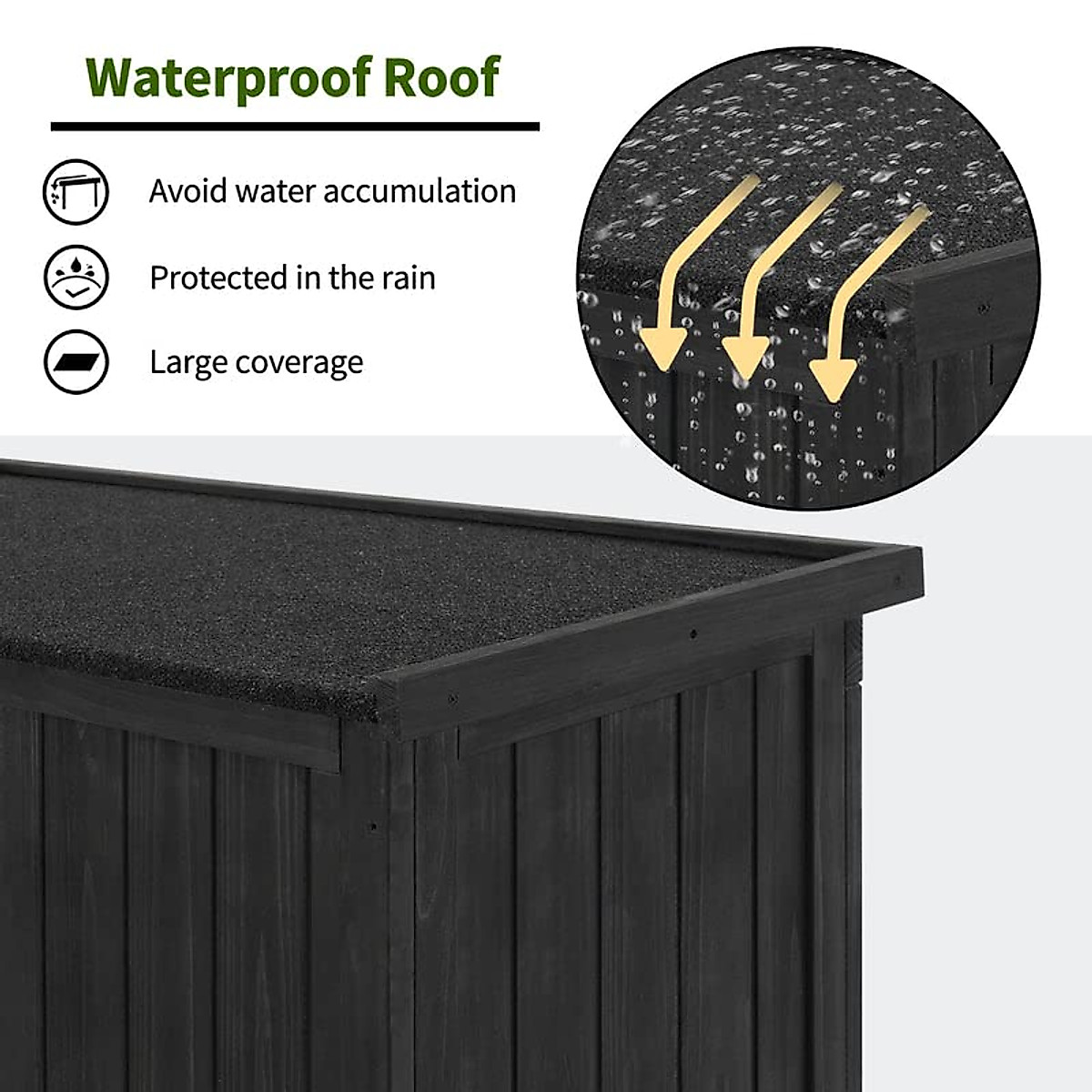 MCombo Outdoor Storage Cabinet, Garden Storage Shed, Outside Vertical Shed with Lockers, Outdoor 63 Inches Wood Tall Shed for Yard and Patio 0870 (Black)