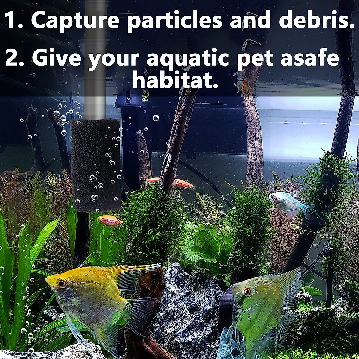 Bivethoi 4 Pcs Pre-Filter Sponge, Foam Sponge Roll Compatible Filter Accessories for Aquarium Shrimp Fish Tank