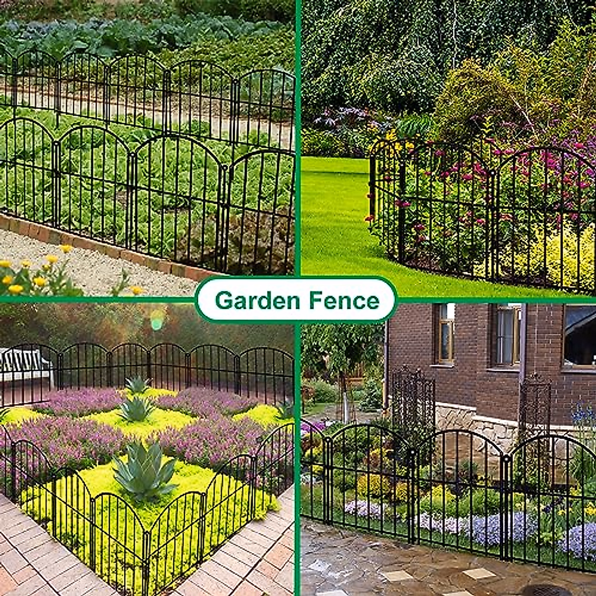 Xeeol Garden Fence 10 Panels, 10ft (L) x 17in (H) Rustproof Metal Wire Flower Bed Garden Fencing Border for Yard, No Dig Animal Barrier for Dog