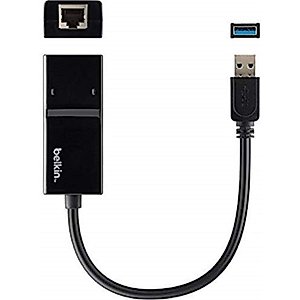 Belkin USB 3.0 To Gigabit Ethernet Adapter - USB 3.0 to Ethernet Cable Compatible With USB 3.0 Ports Devices - 1 Gbps Gigabit Ethernet - Supports 10/100/1000Mbps On USB 3.0 Ports