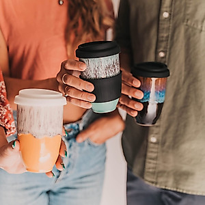 Nova Ceramics Tumbler Lid and Cup Sleeve Combo – Mug Cover Replacement, Silicone Lids for Cups Lid and Coffee Koozie, Reusable Silicone Coffee Sleeves for Mugs, White