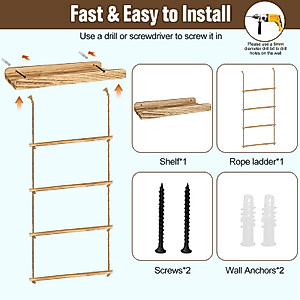 Grenfield Blanket Ladder Wooden 5-Tier, 2-in-1 Towel Racks & Blanket Ladders Quilt Rack Towel Holder Rack Ladder Shelves Decorative Ladder for Living Room Bedroom Bathroom Home Decor