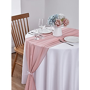 BEDDEB 10 Pack Dusty Rose Chiffon Table Runner 10Ft Sheer Wedding Table Runner 29x120 Inches Romantic Tulle Table Runner for Rustic Wedding Decor Birthday Party Bridal Baby Shower Table Decoration