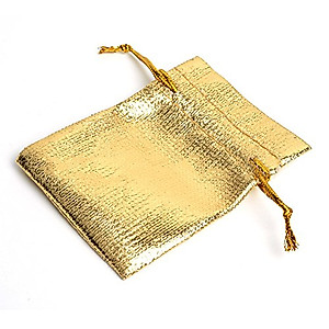 Wudygirl 100 PCS 3X4 inches Drawstring Satin Bags Mixed Gold Silver Jewelry Wedding Party Marbles Coins Pouches Bag (100 pcs Mix Gold Silver)