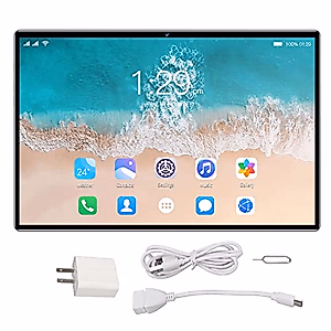 Qinlorgo 10 Inch Tablet, 5G WiFi Dual Band Octa Core Processor 10 Inch IPS Screen Tablet PC for Home (Gold)