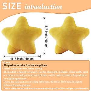 zhidiloveyou 2PCS Star Pillow Plush Yellow Stuffed Star Shaped Pillow Cute Toy for Kids 15.7"