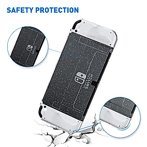 GLDRAM Upgrade Glitter Case for Nintendo Switch OLED 2021, Dockable PC Protective Cover for Switch OLED Console, and Ergonomic TPU Grip Case for Joycon - Sparkle Shell