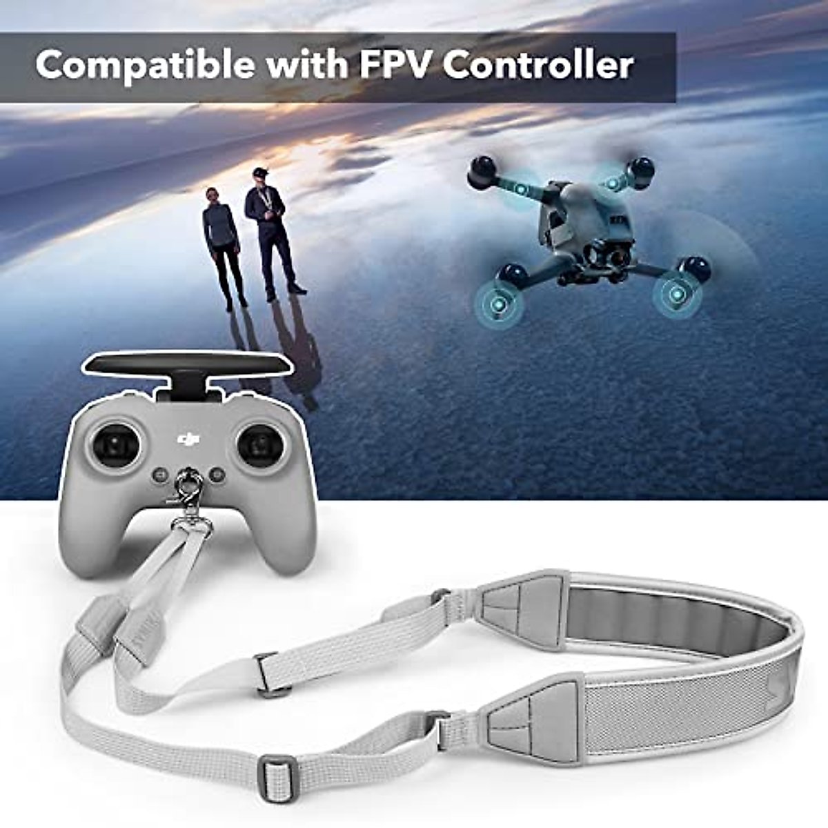 SYMIK Remote Controller Lanyard for DJI FPV/Avata, Phantom 4/3, Inspire Remote Controller 2, SYMIK Bracket, Adjustable Neck Strap/Shoulder Strap with Comfortable EVA Padding; Adjusts from 21'' to 28''