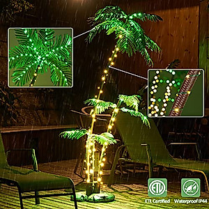 Spurgehom 6FT Lighted Palm Trees Outdoor Christmas Tree for Decorations Decor LED Artificial Fake Trees Lights for Indoor, Holiday, Backyard, Poolside, Garden