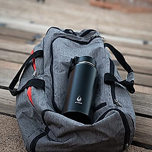 HYDR8 Vacuum Insulated 32oz Stainless Steel Water Bottle with 3 Lids & Cleaning Brush, Space Black