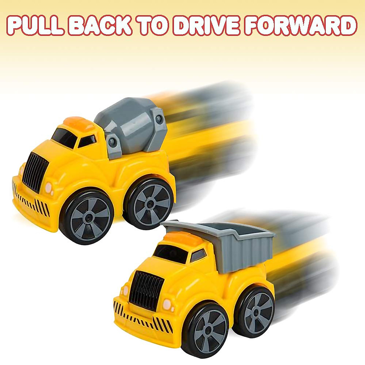 ArtCreativity 3.5 Inch Pull Back Construction Vehicle Toys for Kids - Set of 3 - Includes Mini Dump Truck, Tow Truck, and Concrete Mixer - Best Gift, Party Favors for Boys & Girls - Yellow and Grey