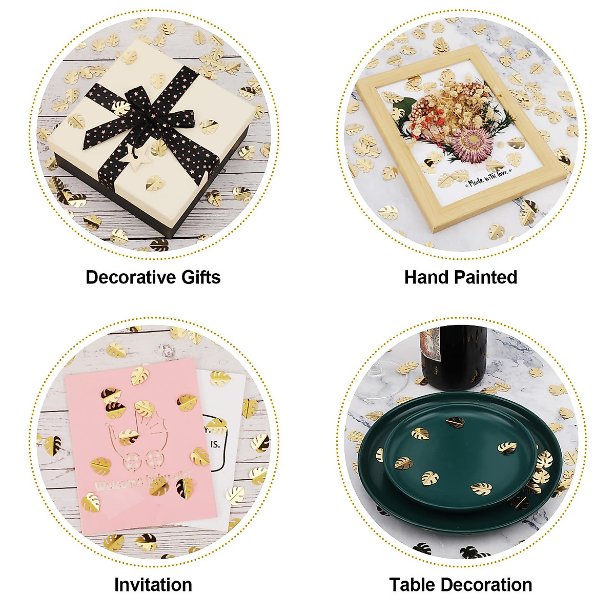 Palm Leave Gold Confetti for Table Decoration, Gold Foil Leaves Hawaiian Party Table Decor, Aloha Party Anniversary Bridal Shower Luau Party Wedding Birthday Cake Decor, 30g