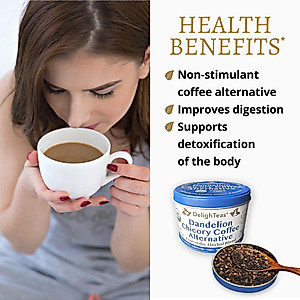 DelighTeas Organic Masala Chai Powder and Herbal Coffee Bundle - Caffeine Free, Unsweetened, Vegan, Keto, USDA Organic