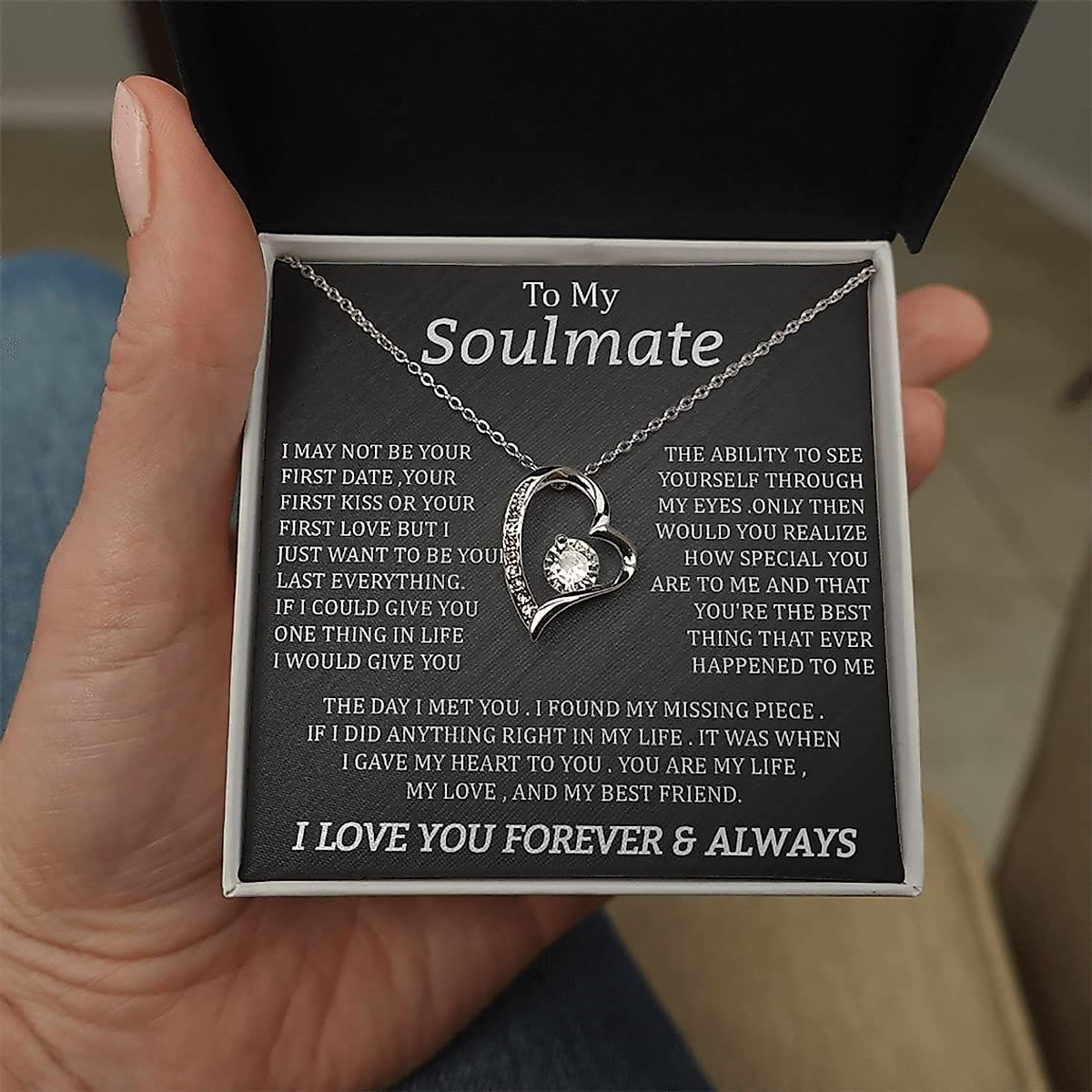 Beautiful Soulmate Necklace To My Beautiful Wife Necklace My Future Wife Gift Soulmate Jewelry Forever Love Necklace (18k Yellow Gold Finish (Luxury Box))